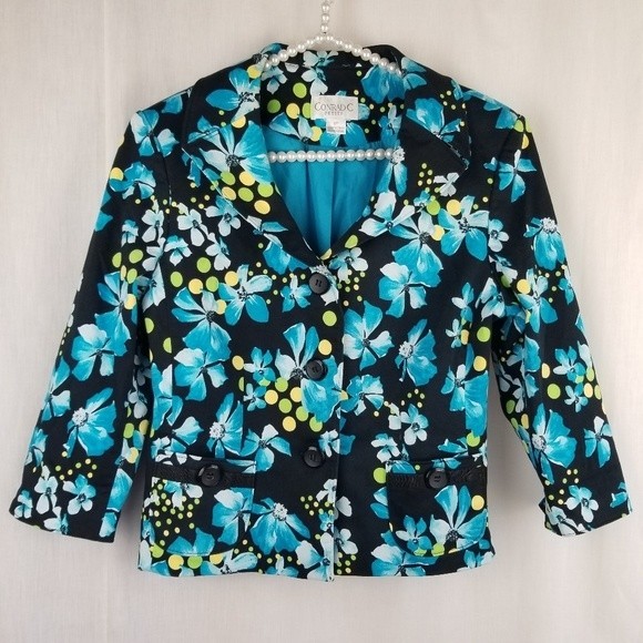 conrad c | Jackets & Coats | Conrad C Floral Jacket Lined Black ...